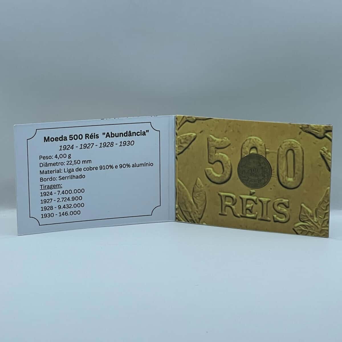Encarte com Moeda Inclusa - 500 Réis Abundância - 1924 a 1930 ...
